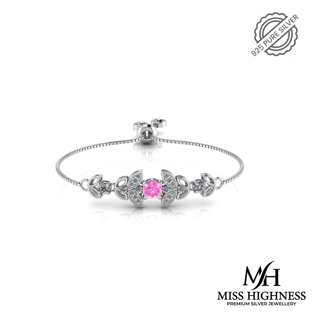 925 Sterling Silver Pink Crystal Diamonds Bracelet for Women and Girls – misshighness
