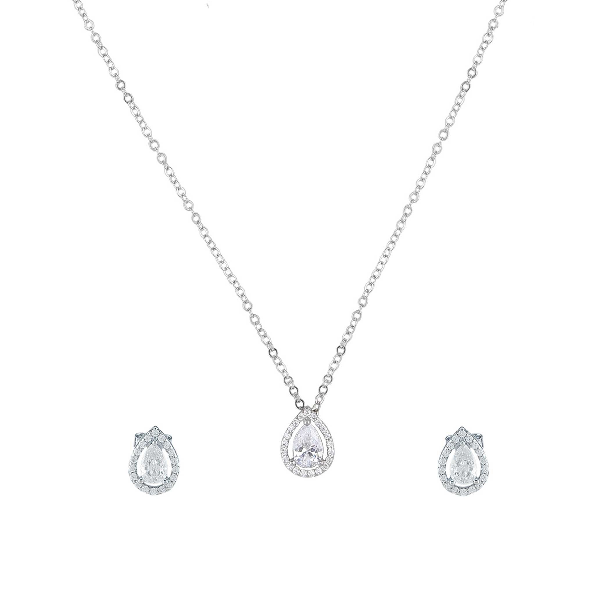 925 Silver Drop Shape Pendant Set – misshighness