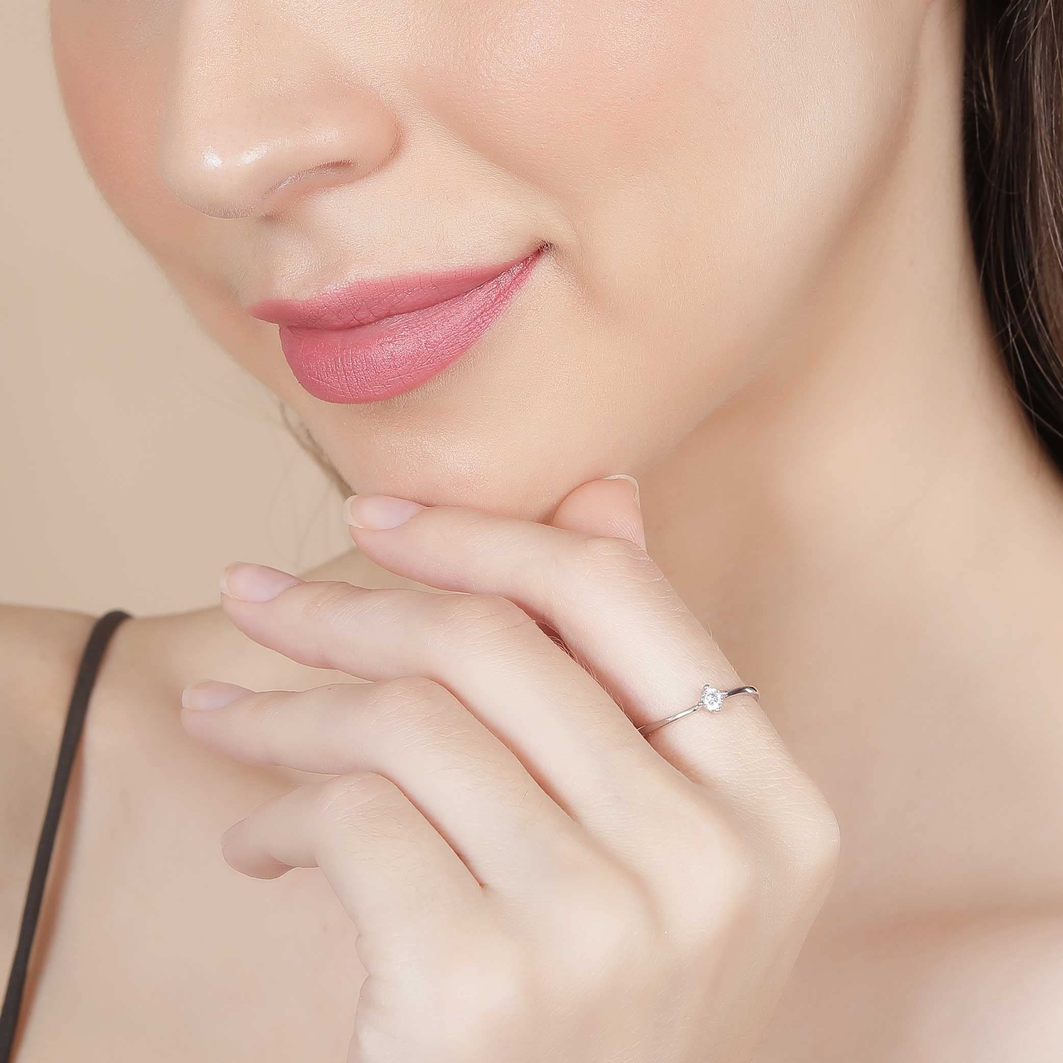 Pure 925 Silver Solitaire Ring [ Adjustable Size] – misshighness