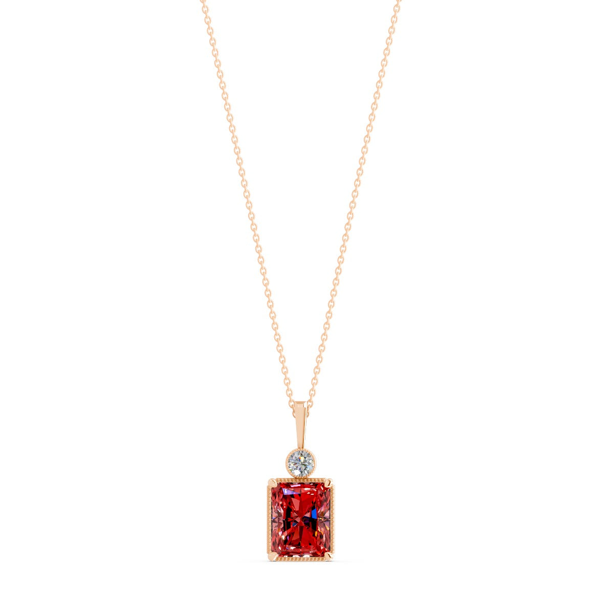 Miss Highness 925 Sterling Silver Red Radiant-Cut Pendant with Chain f ...