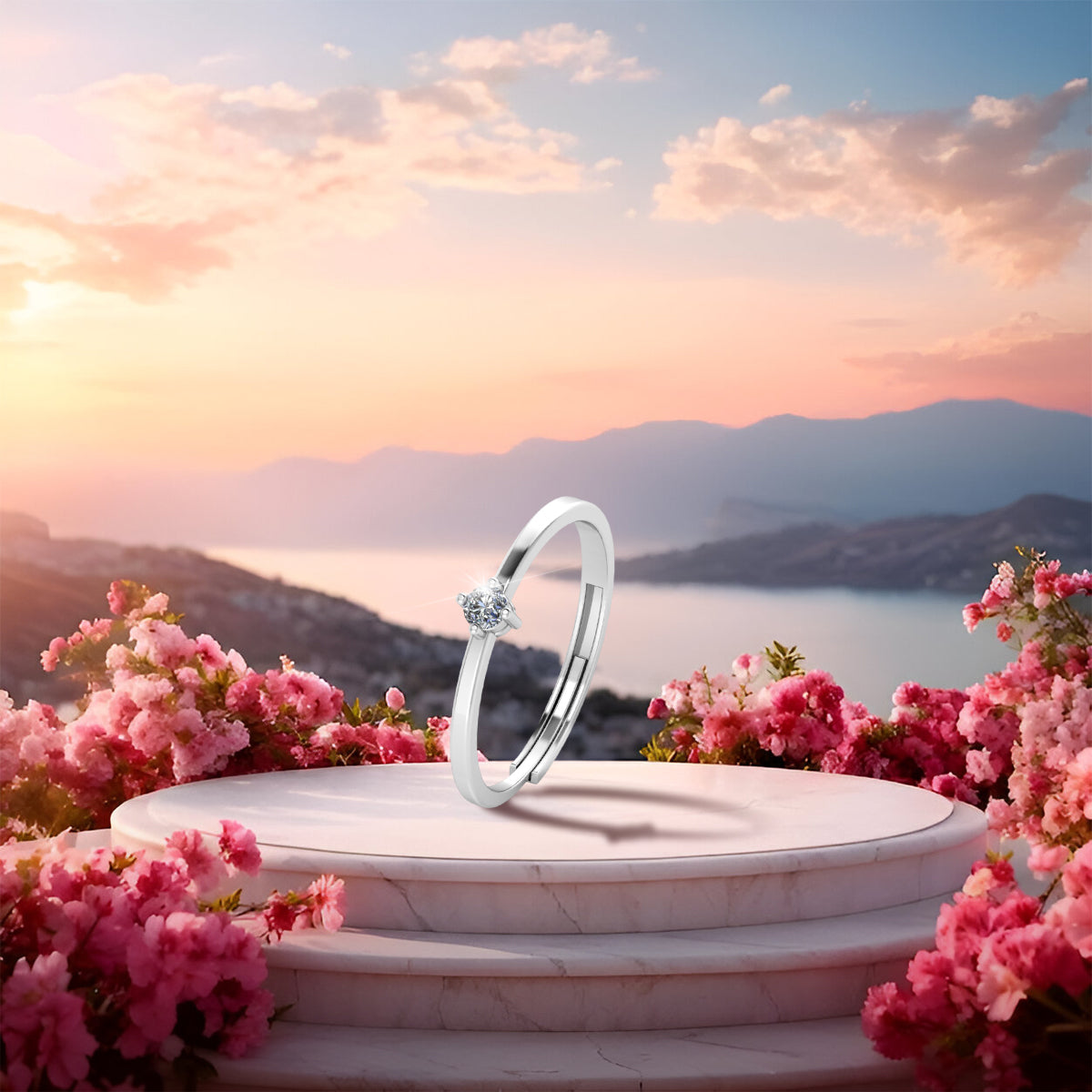 Pure 925 Silver Solitaire Ring [ Adjustable Size] – misshighness